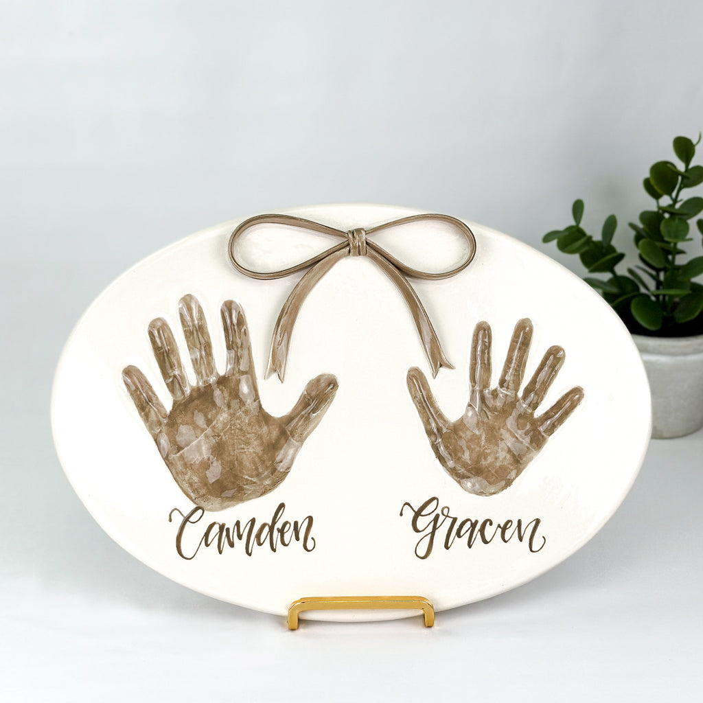 Classic Clay Bow Siblings Plaque – Prints & Clay