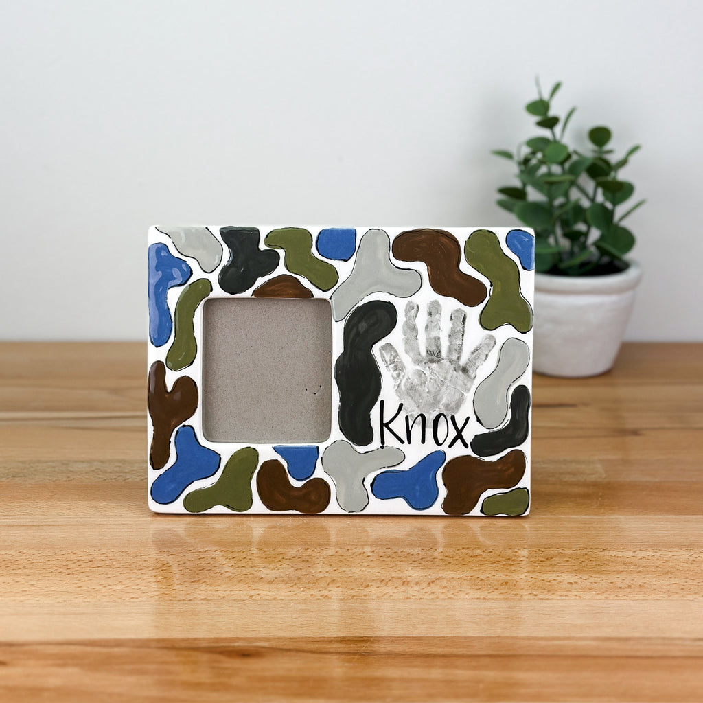 Collegiate Camo Picture Frame | Baby Nursery Decor | Handprint Art ...